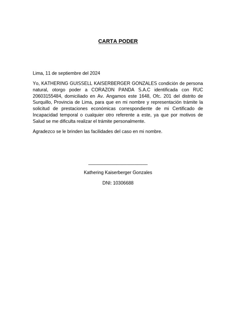 Carta Poder Simple | PDF