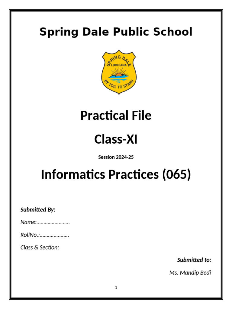 Sample Practical - Xi - Ip | PDF