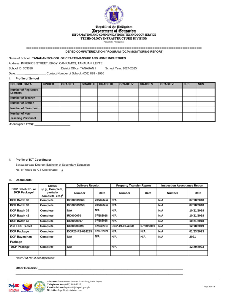 DCP-Monitoring-Tool - Form TSCHI | PDF