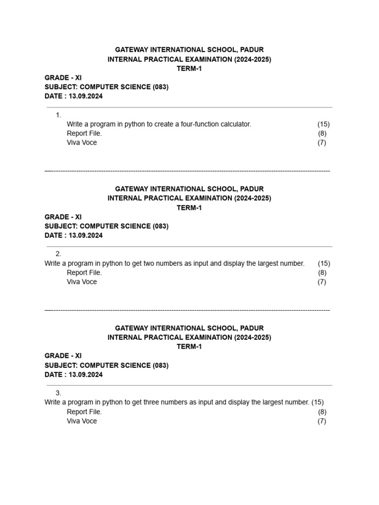 11th Term-1 Practical 2024-25 | PDF | Linguistics | Computer Programming