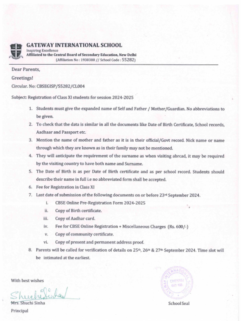 LOC Letter for Grade 11 | PDF