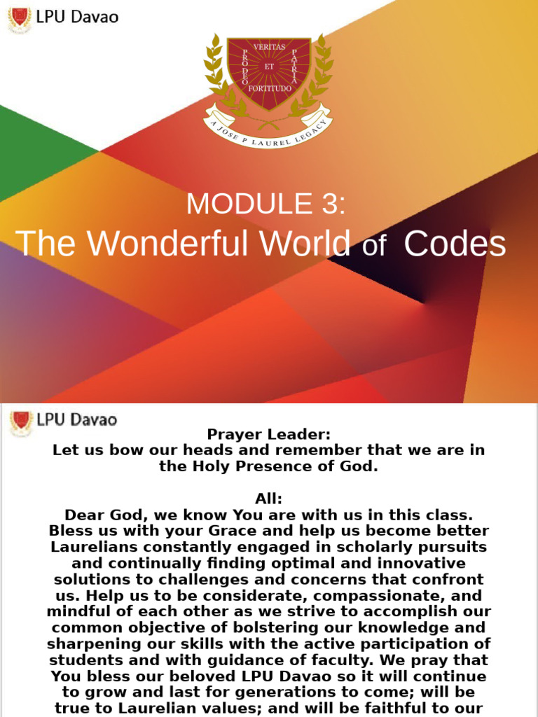 MODULE 3 the WONderful World of Codes (1) | PDF