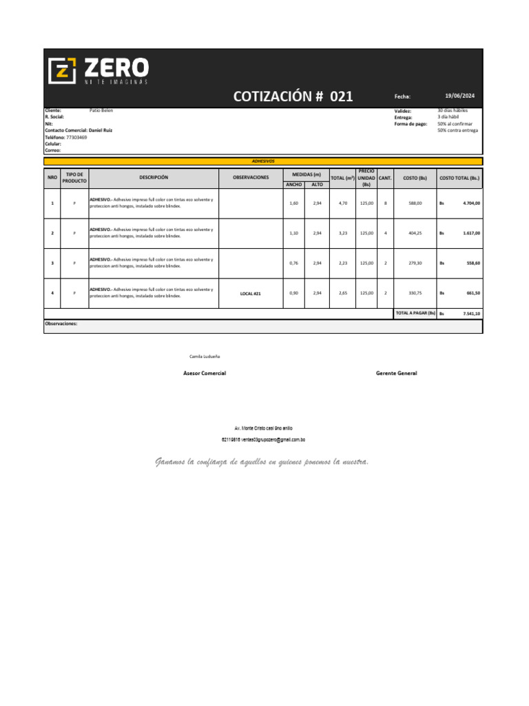 Cot.021 Adhesivos para Blindex | PDF