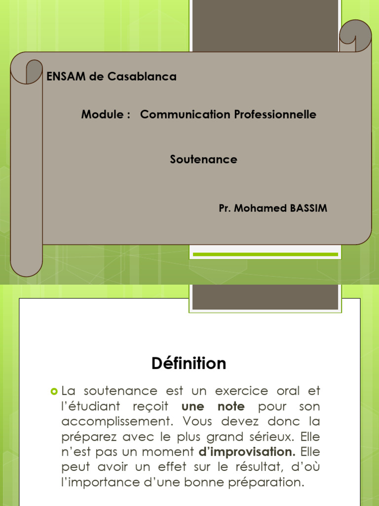 Communication Professionnelle Soutenance | PDF