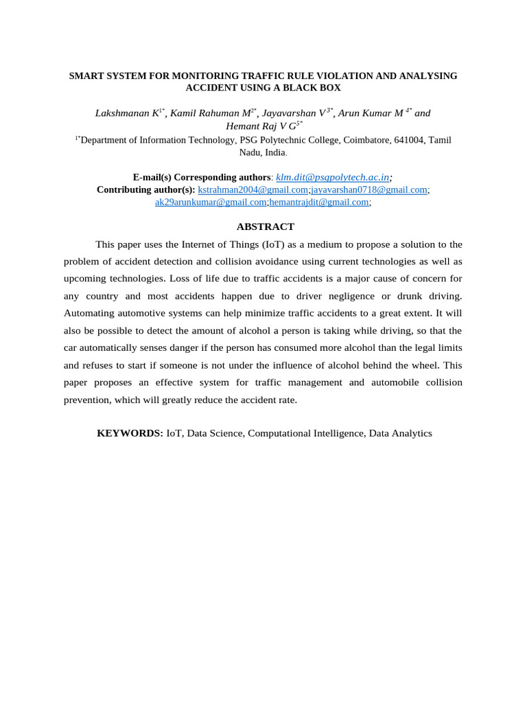 Smart System For Monitoring Traffic Rule Violation and Analysing Format | PDF