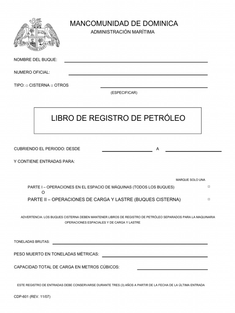 Sample Oil Record Book PDF | PDF