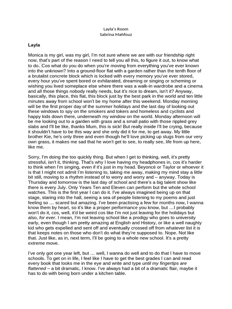Layla's Room - Sabrina Mahfouz | PDF