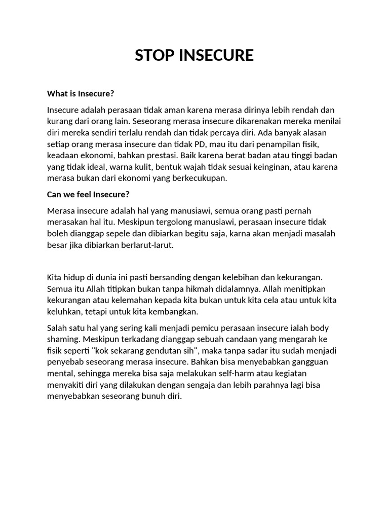 Icha Xi Stop Insecure | PDF