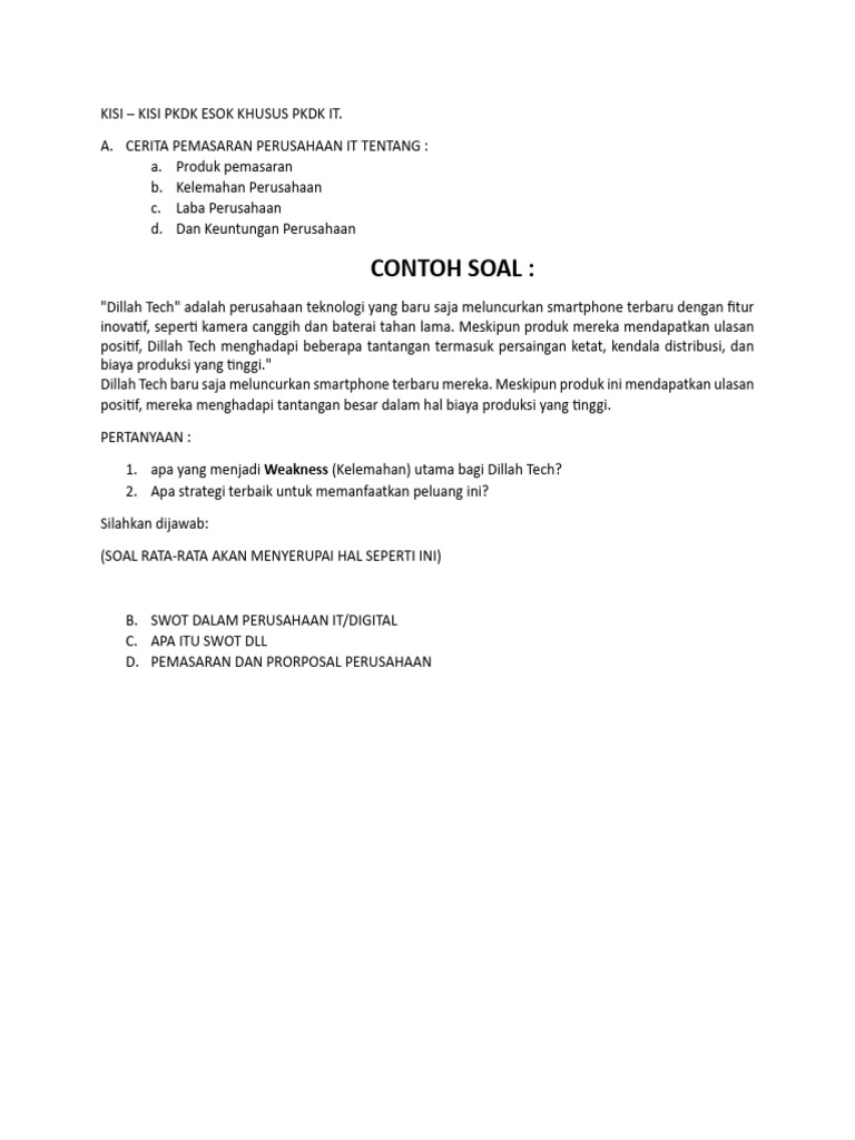 KISI-kisi PKDK IT | PDF