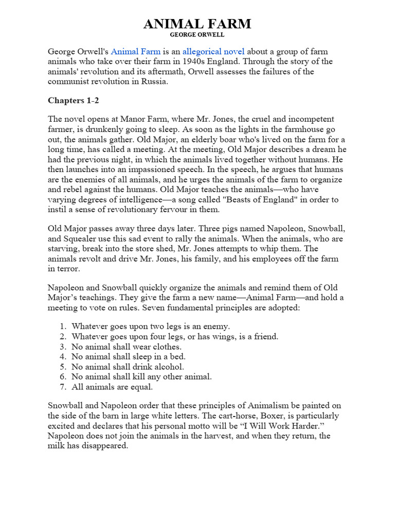 ANIMAL FARM by George Orwell | PDF