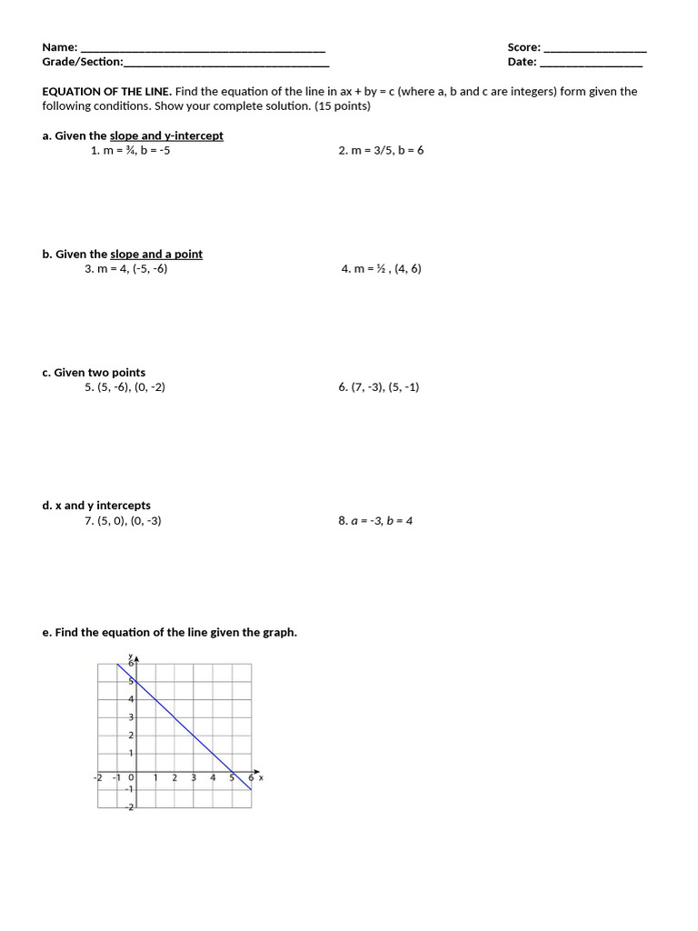 Equation of The Line | PDF