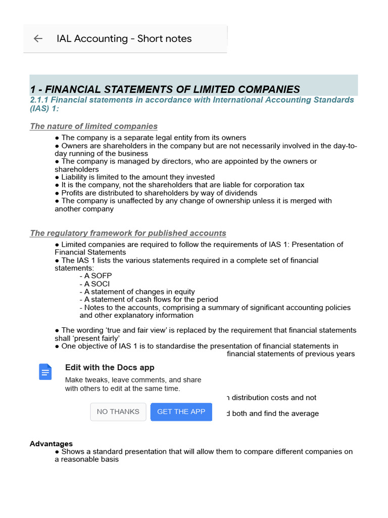 IAL Accounting - Short Notes-1 | PDF