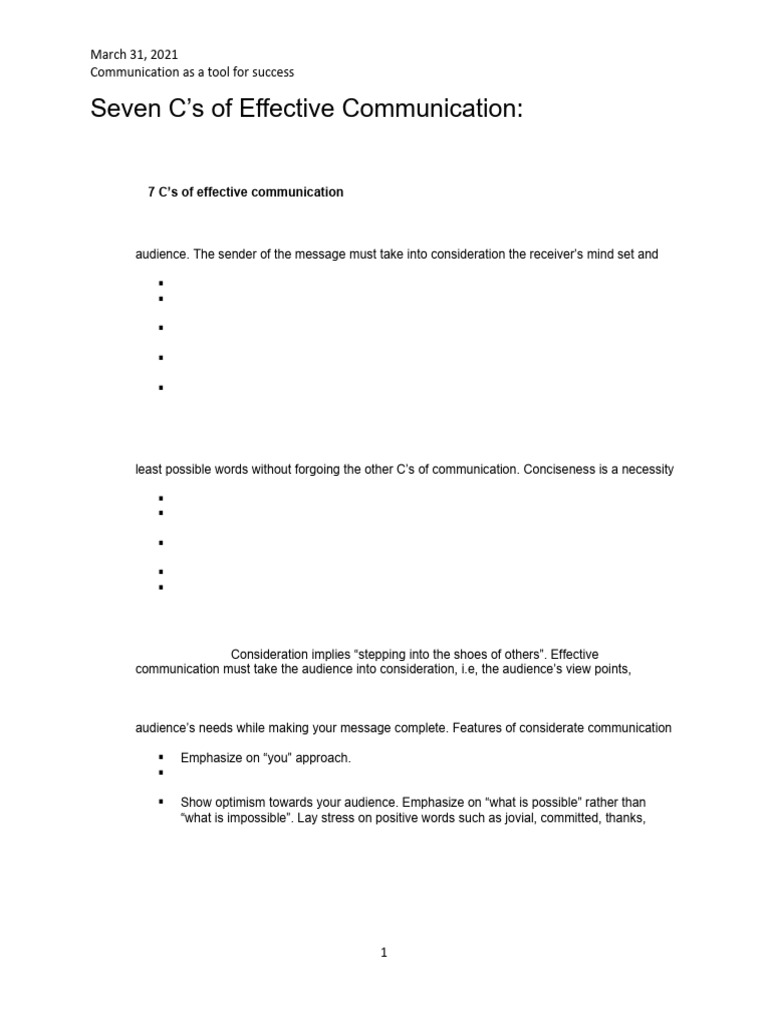 Seven C S of Effective Communication 2 | PDF
