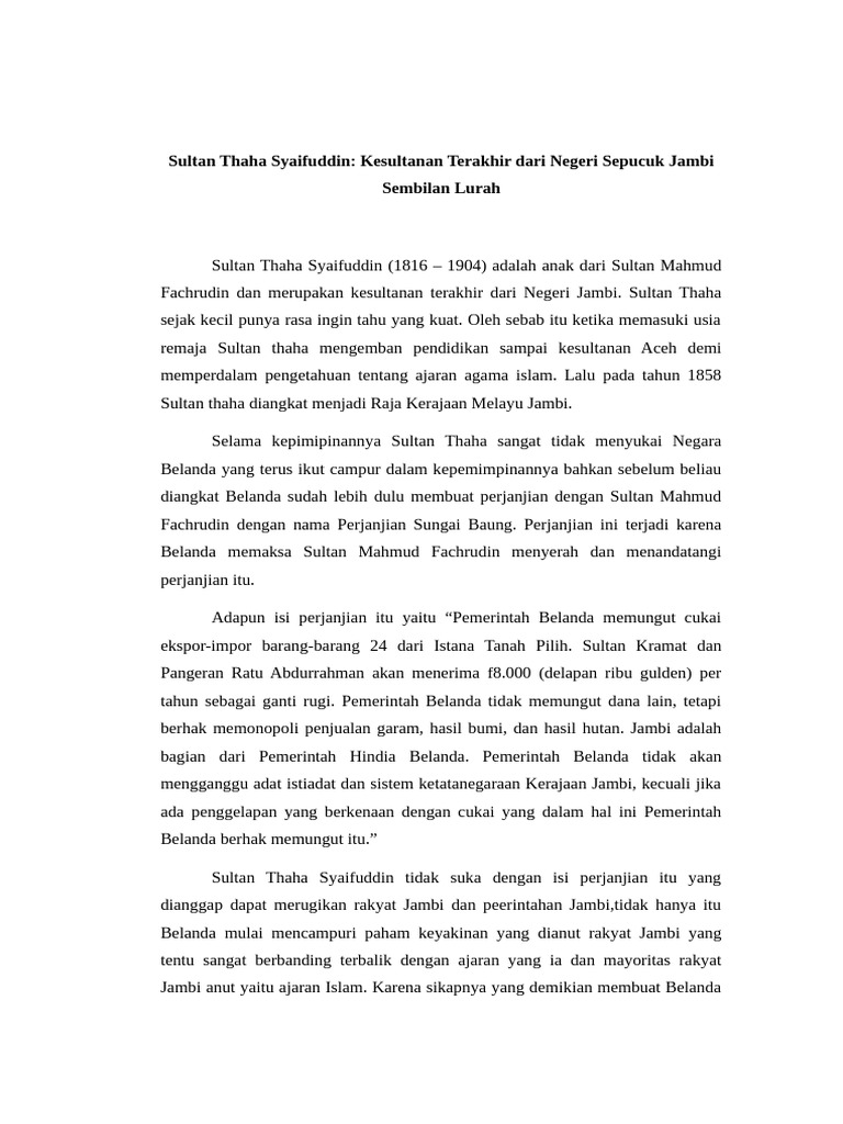 Sultan Thaha Syaifuddin Salinan Salinan | PDF