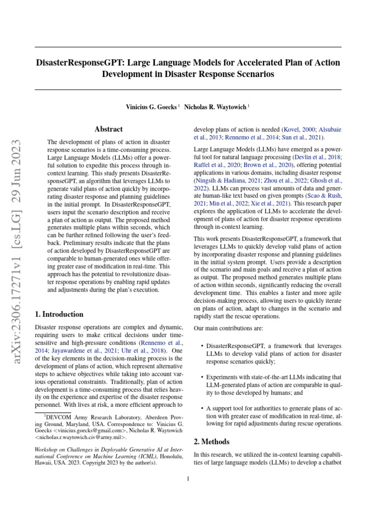 DisasterResponseGPT - Large Language Models For Accelerated Plan of ...