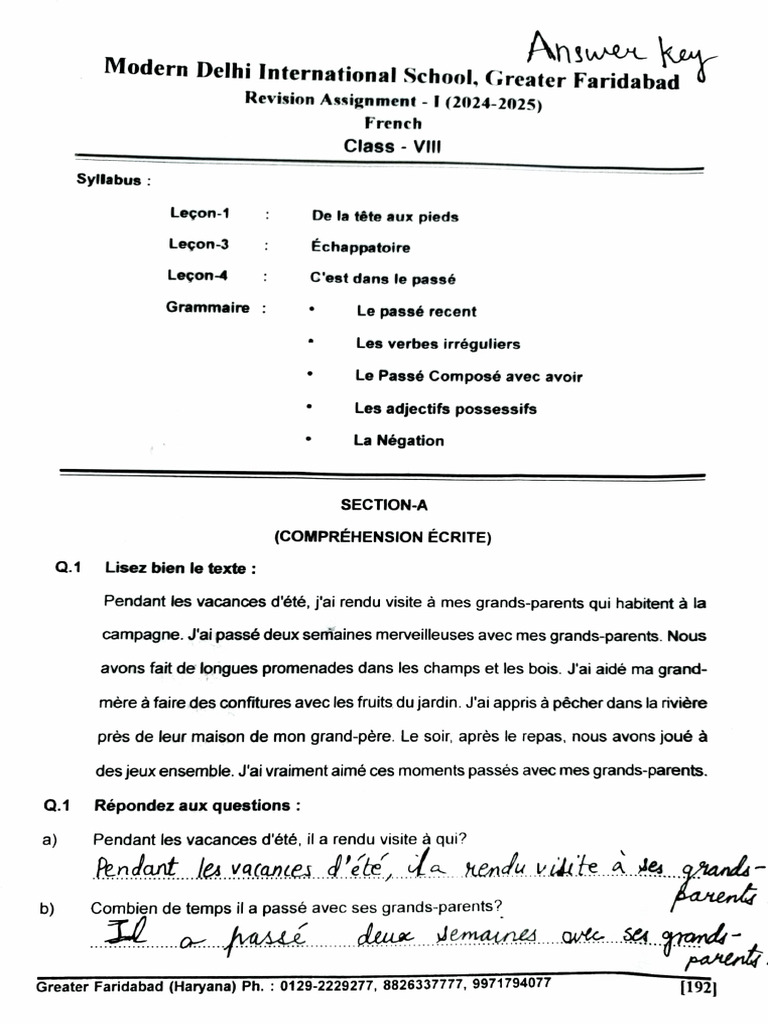 Revision Assignment Class 8 | PDF