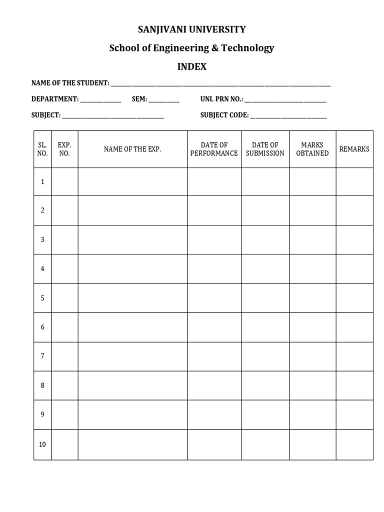 Lab Report Index | PDF
