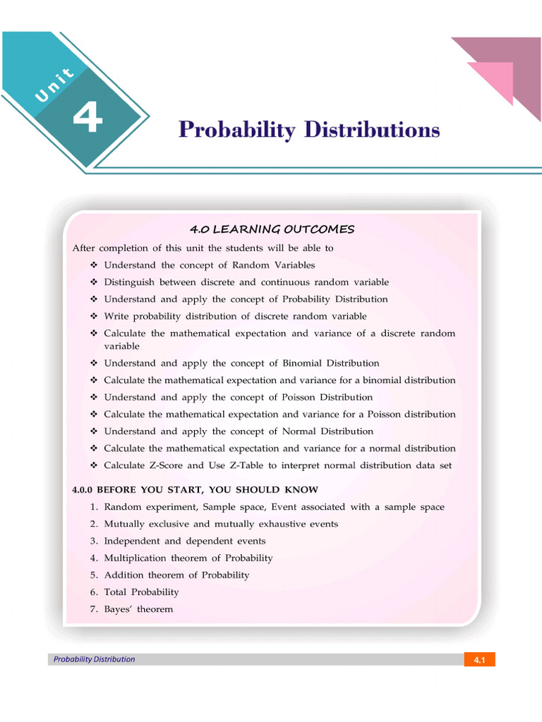 Unit4 Probability Distributions | PDF