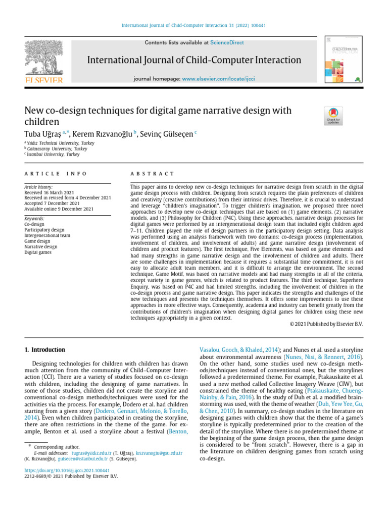 New Co-Design Techniques For Digital Game Narrative Design With | PDF