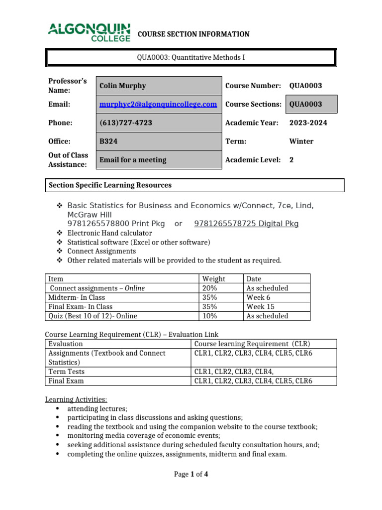 Csi Qua0003 - Winter 2024 | PDF