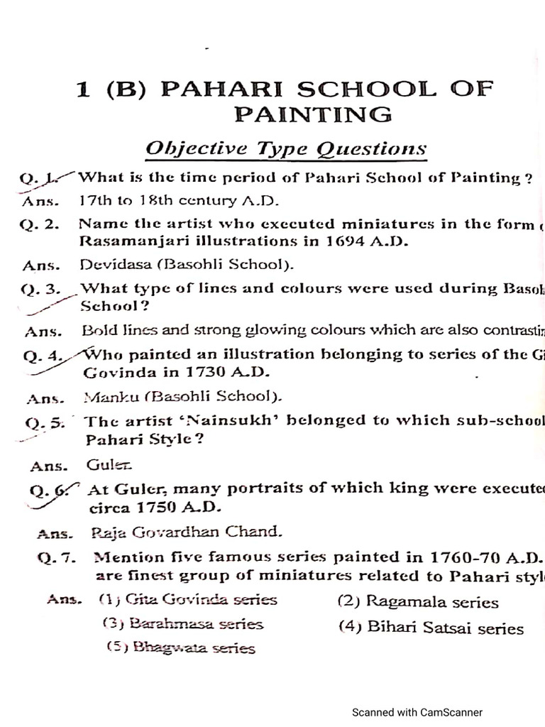 Pahadi School (Objective Type Questions) | PDF