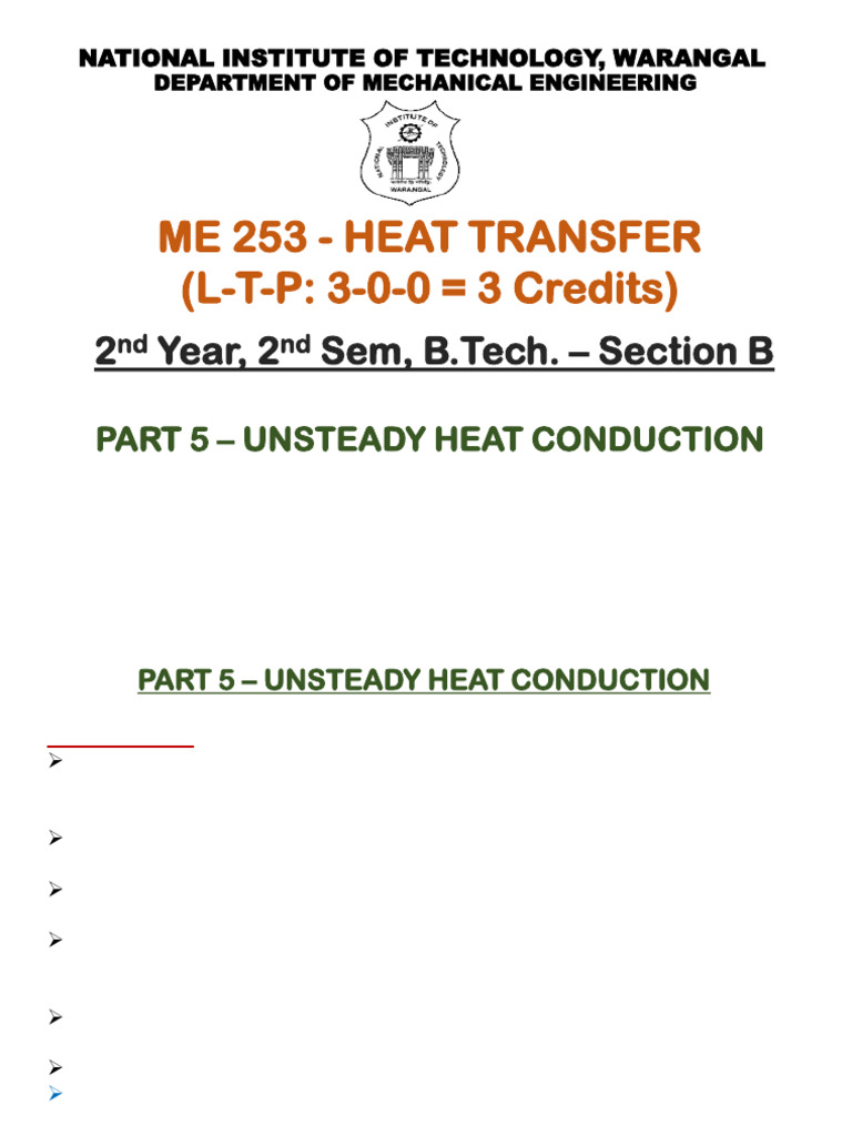 HMT Part 5 - Unsteady Heat Condn | PDF