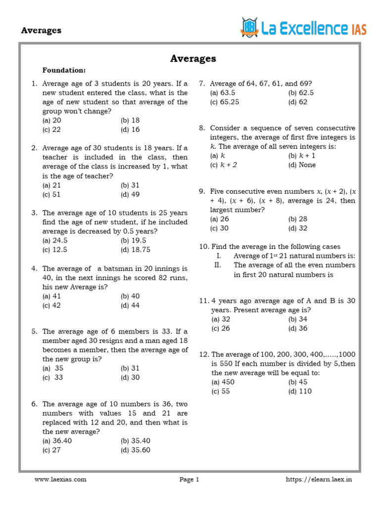 Averages | PDF