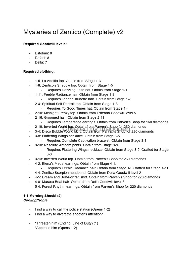 Mysteries of Zentico Walkthrough v2 Watermark | PDF