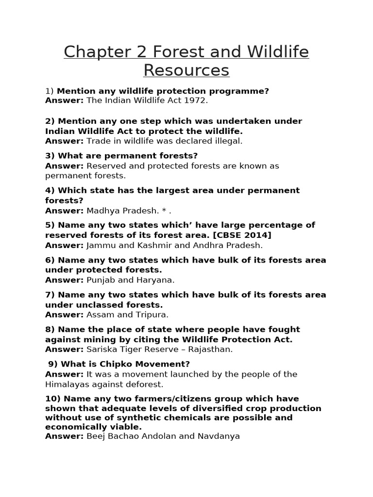 Chapter 2 Forest and Wildlife Resources-1 | PDF