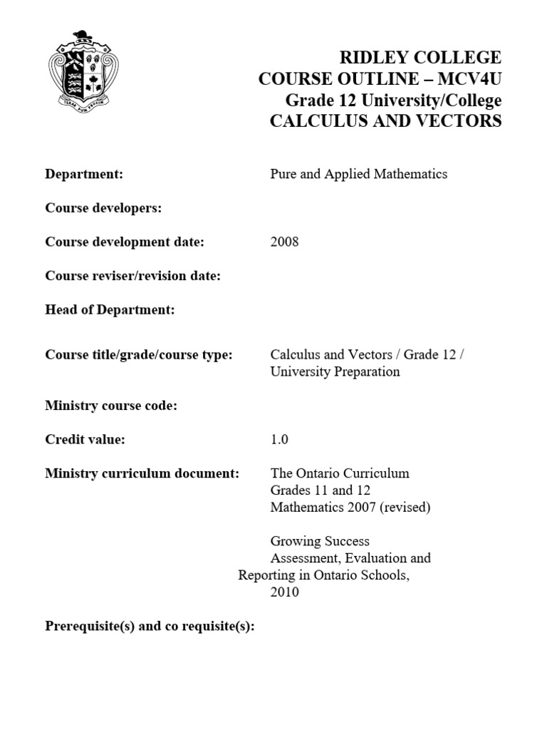 MCV4U Syllabus | PDF
