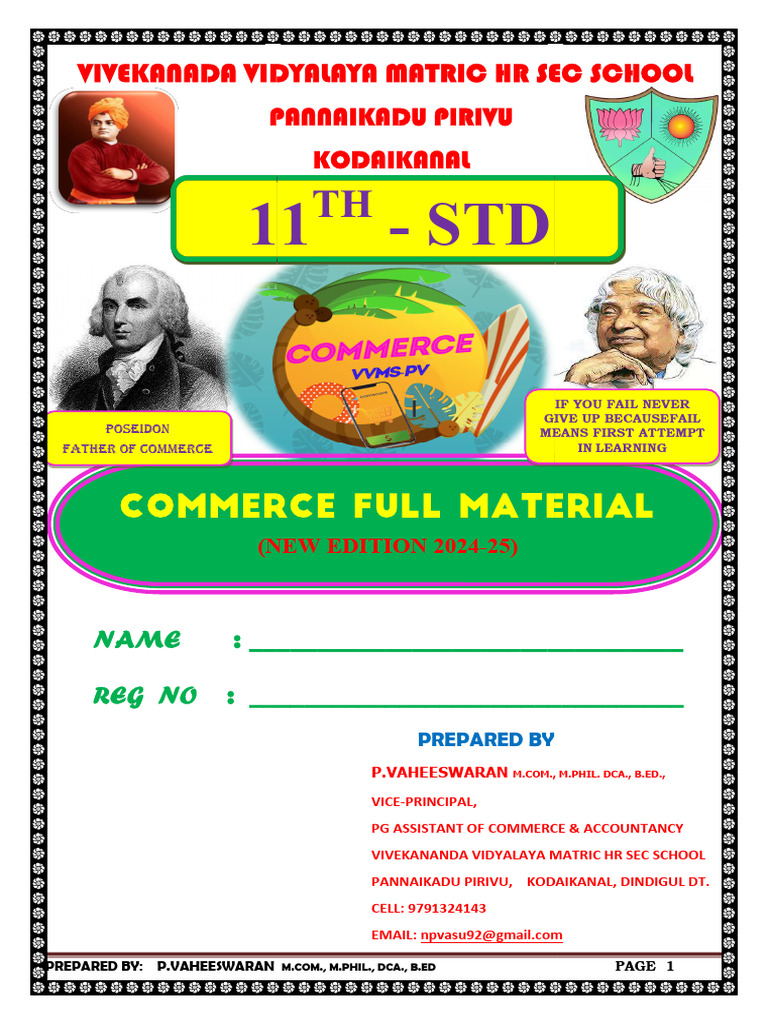 11th Commerce Full Study Material English Medium PDF Download | PDF