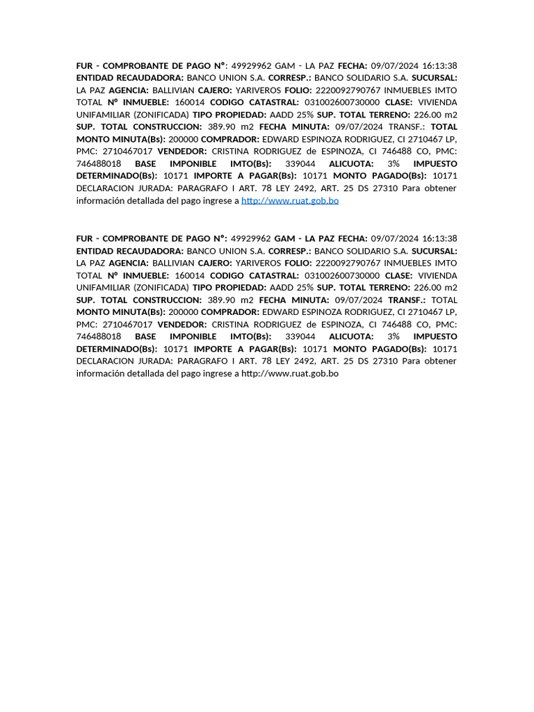 COMPROBANTE RUR 2 | PDF