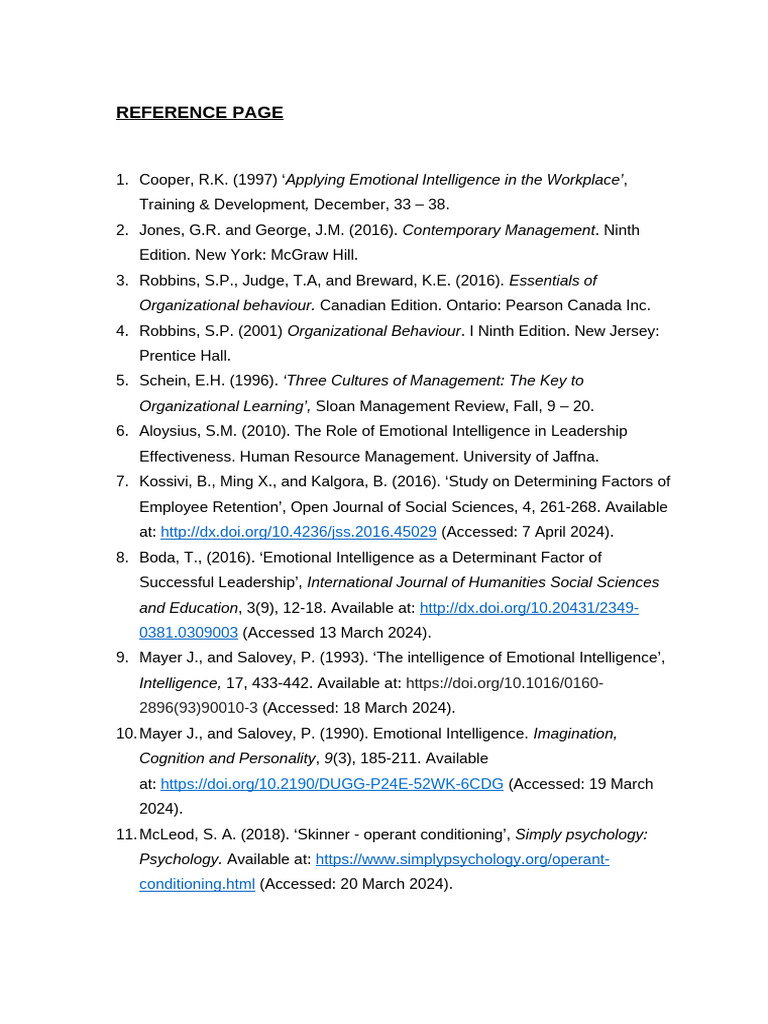 REFERENCES organisational behaviour | PDF