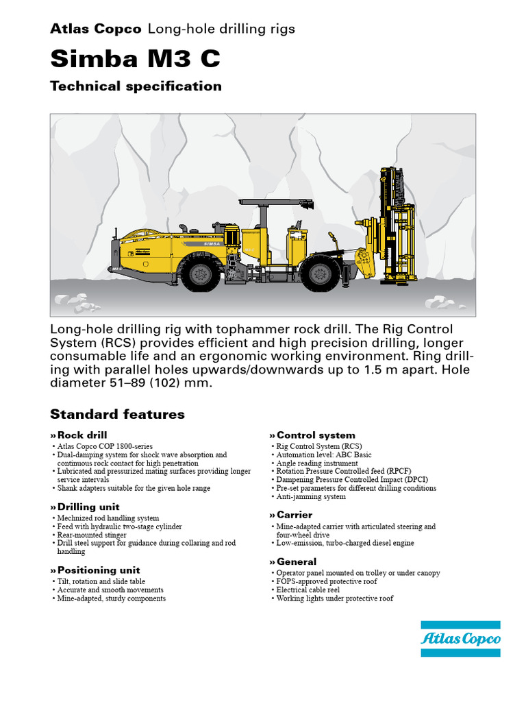 Epiroc feed beams on Simba M3 C | PDF