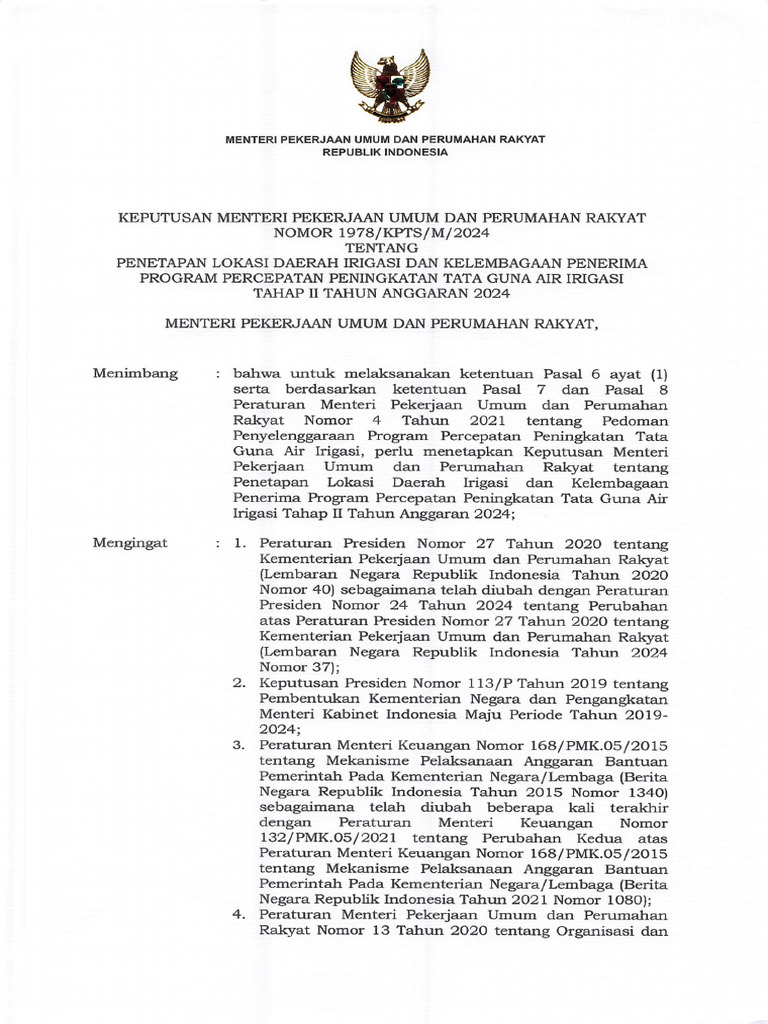 Kepmen Pupr No.1978 TH 2024 - Tahap II P3-Tgai 2024 - 1 | PDF