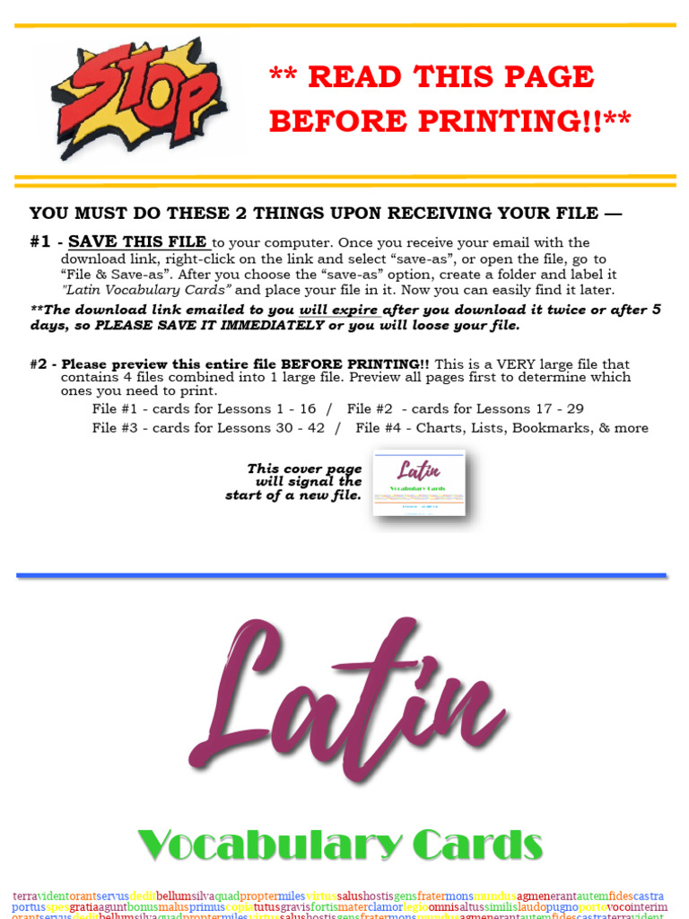 Latin Vocabulary Cards 2019 | PDF