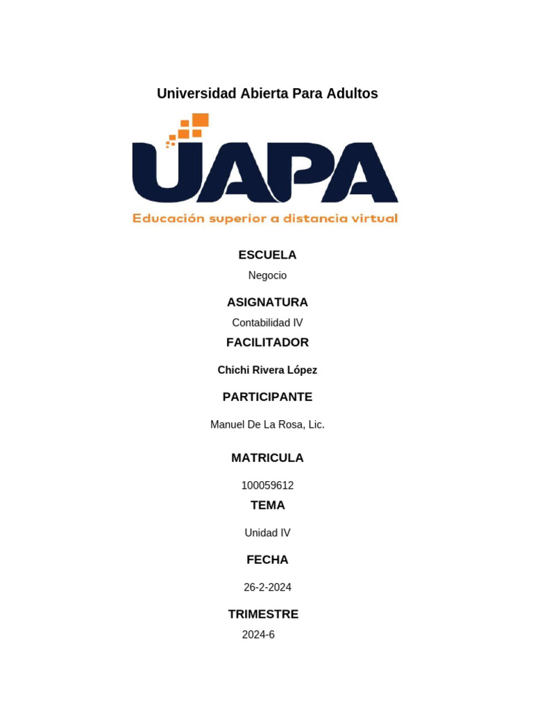 Tarea IV Contabilidad IV | PDF