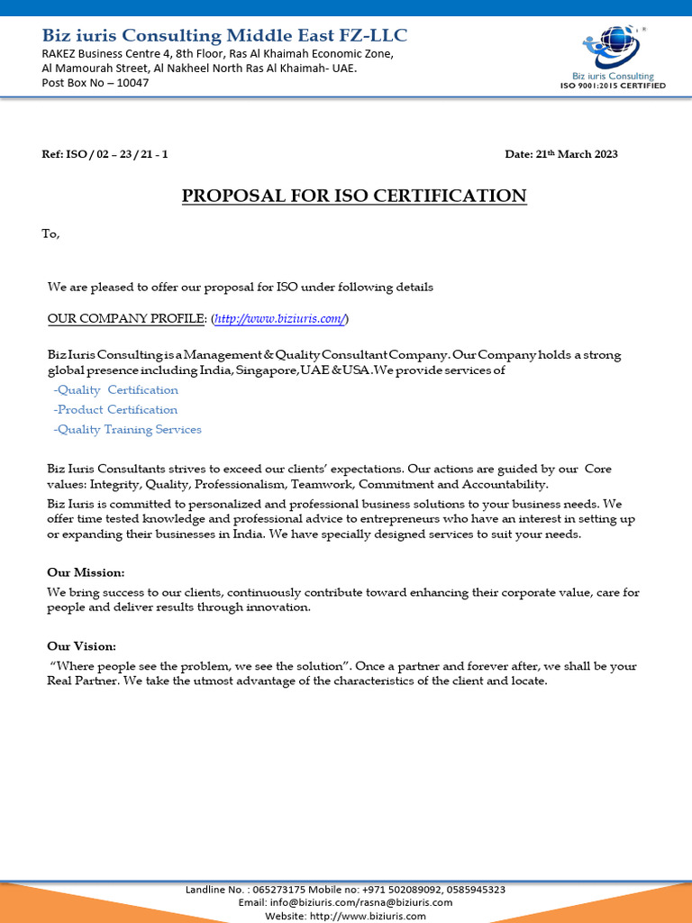 Iso Proposal - Accuver Automation Mechanical Engineering Consultincy L ...