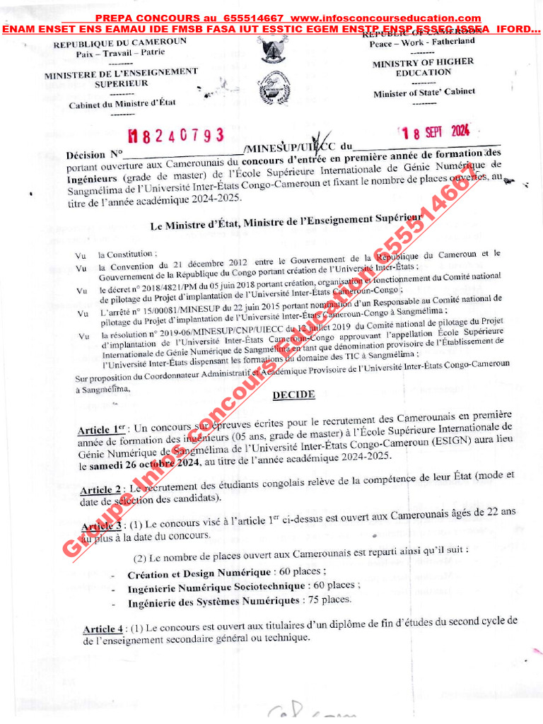 Concours Esign Uiecc 2024 | PDF