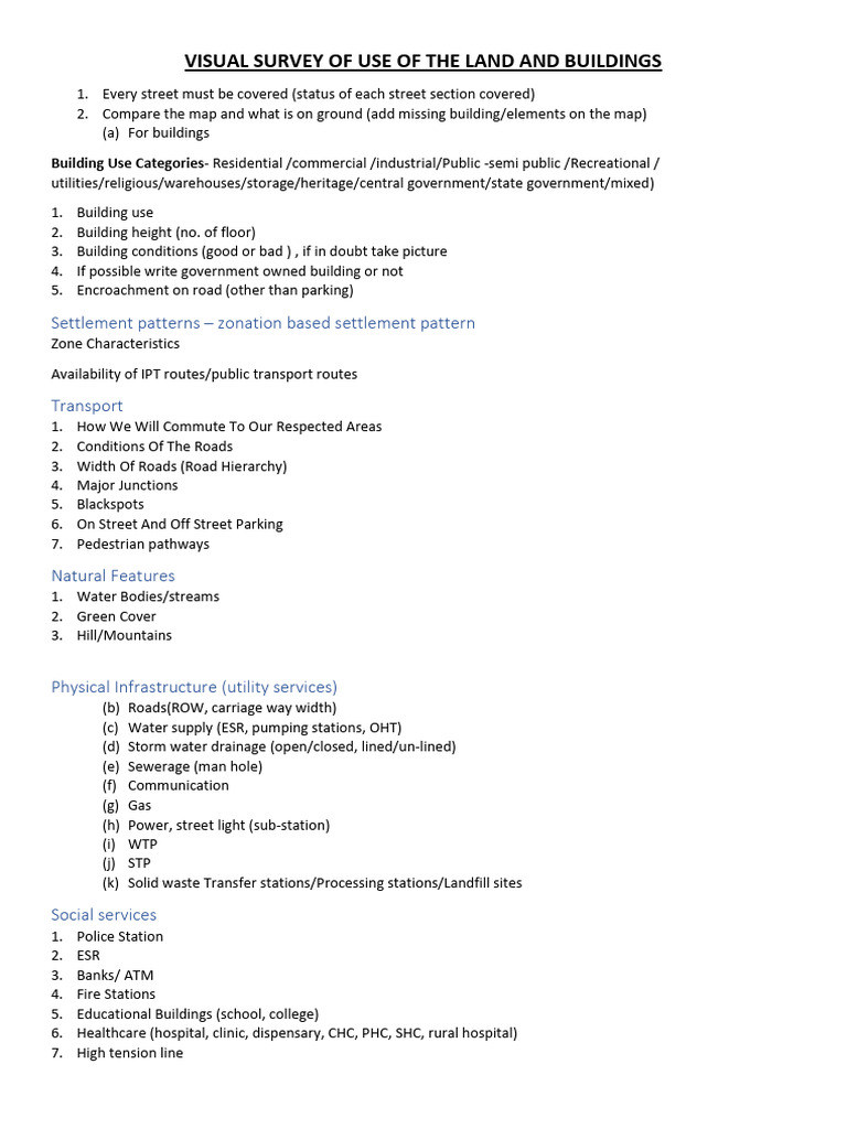 VISUAL SURVEY CHECKLIST | PDF