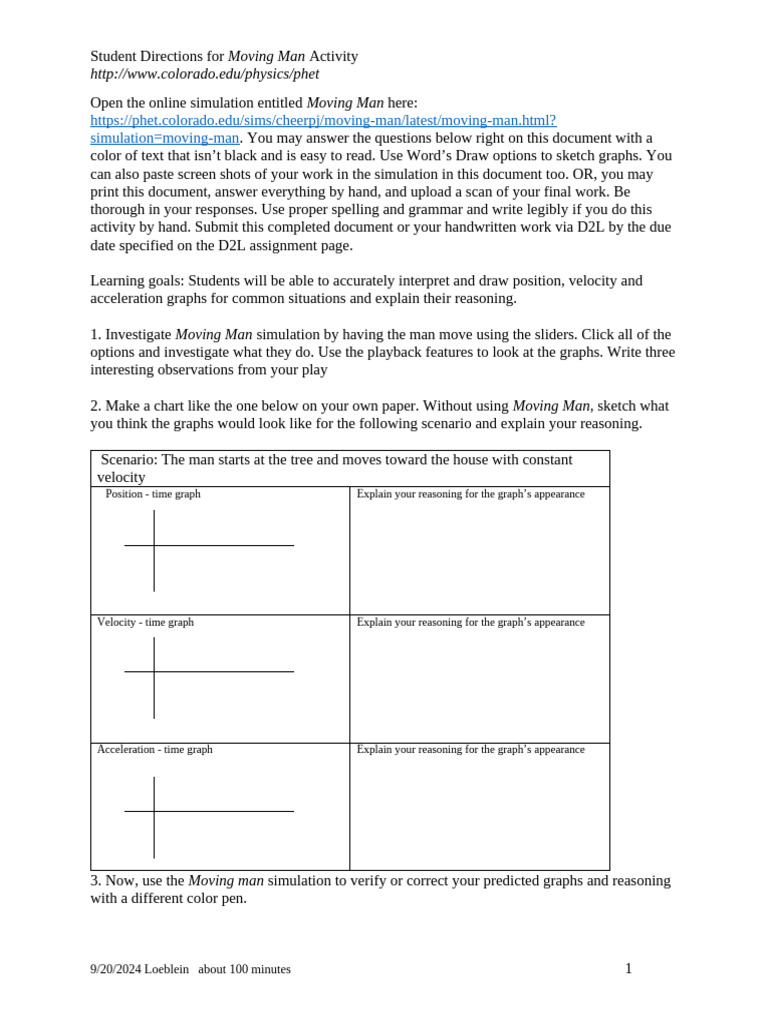 Moving Man Simulation | PDF