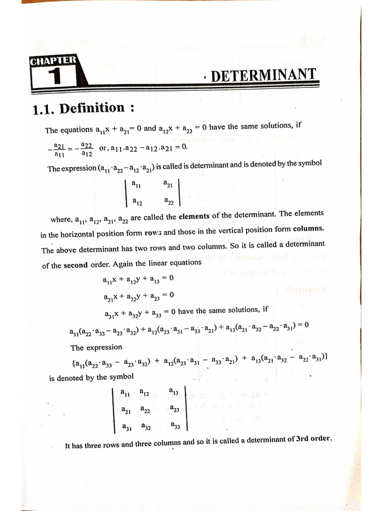 Engineering Mathematics-II - Unit 1 - Determinant & Matrices | PDF