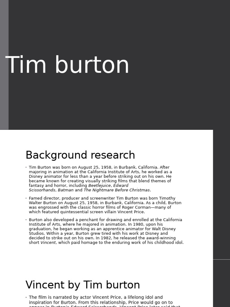 Tim Burton Powerpoint Take 3 | PDF
