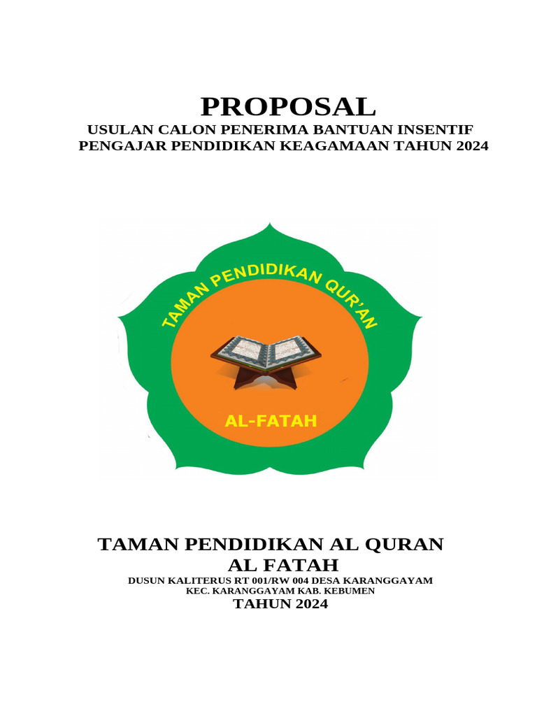 PROPOSAL INSENTIF 2024 LPQ | PDF