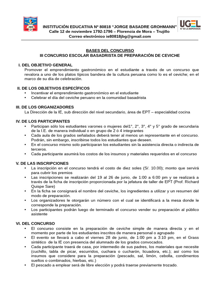 Bases de Concurso de Ceviche 2024 | PDF Bases de Concurso de Ceviche 2024 | PDF
