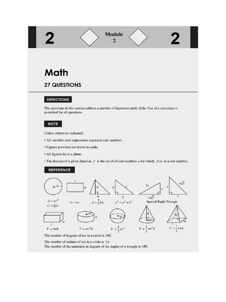 SAT Math Practice Test 1 Module 2 | PDF SAT Math Practice Test 1 Module 2 | PDF