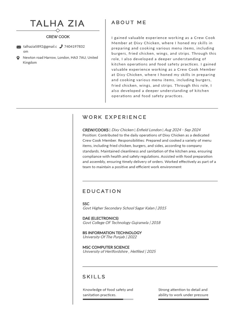 Talha Zia: About Me | PDF