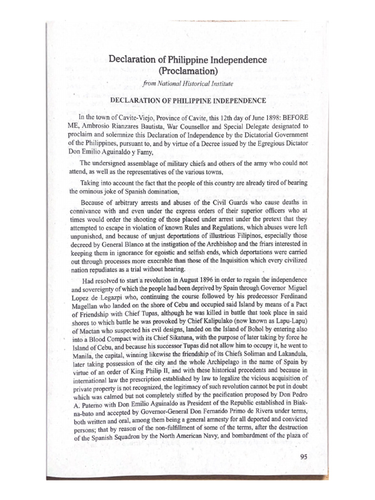 Declaration of Philippine Independence | PDF