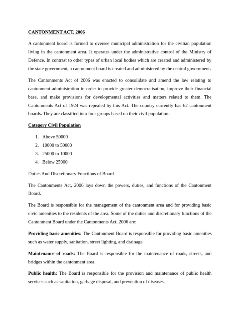 CANTONMENT | PDF
