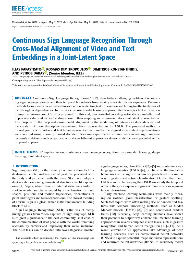 Continuous Sign Language Recognition Through Cross-Modal Alignment of Video and Text Embeddings ...